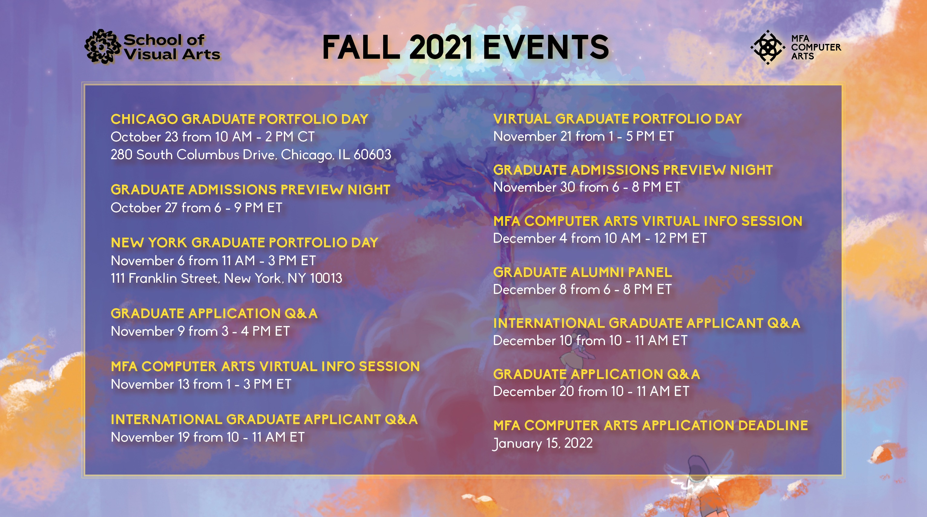 MFA Computer Arts 2021 Info Sessions & Related Events | School of ...