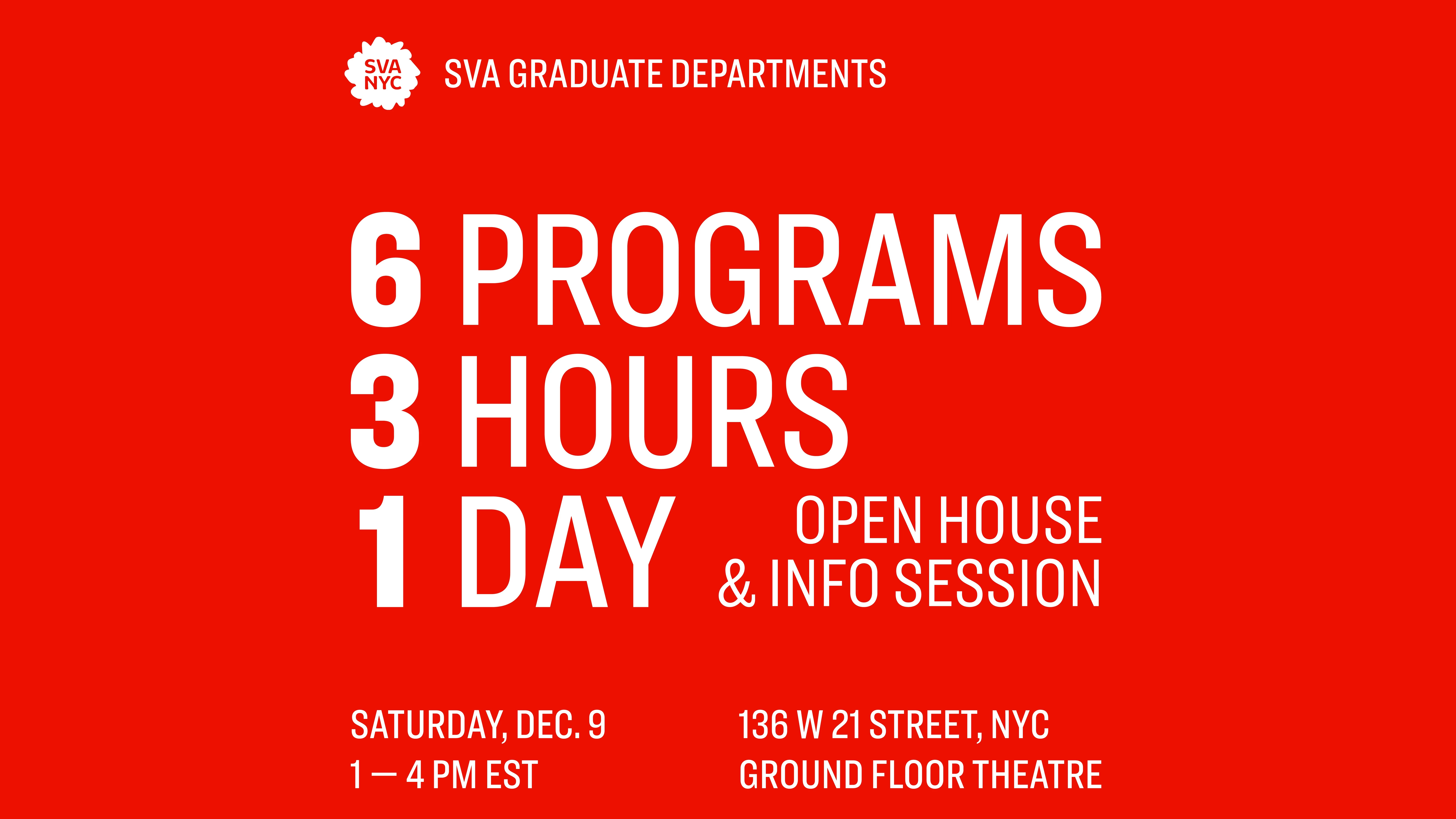 SVA Graduate Programs Open House and Info Session | Dec 9, 2023; 1:00 - 4:00pm | Events and ...