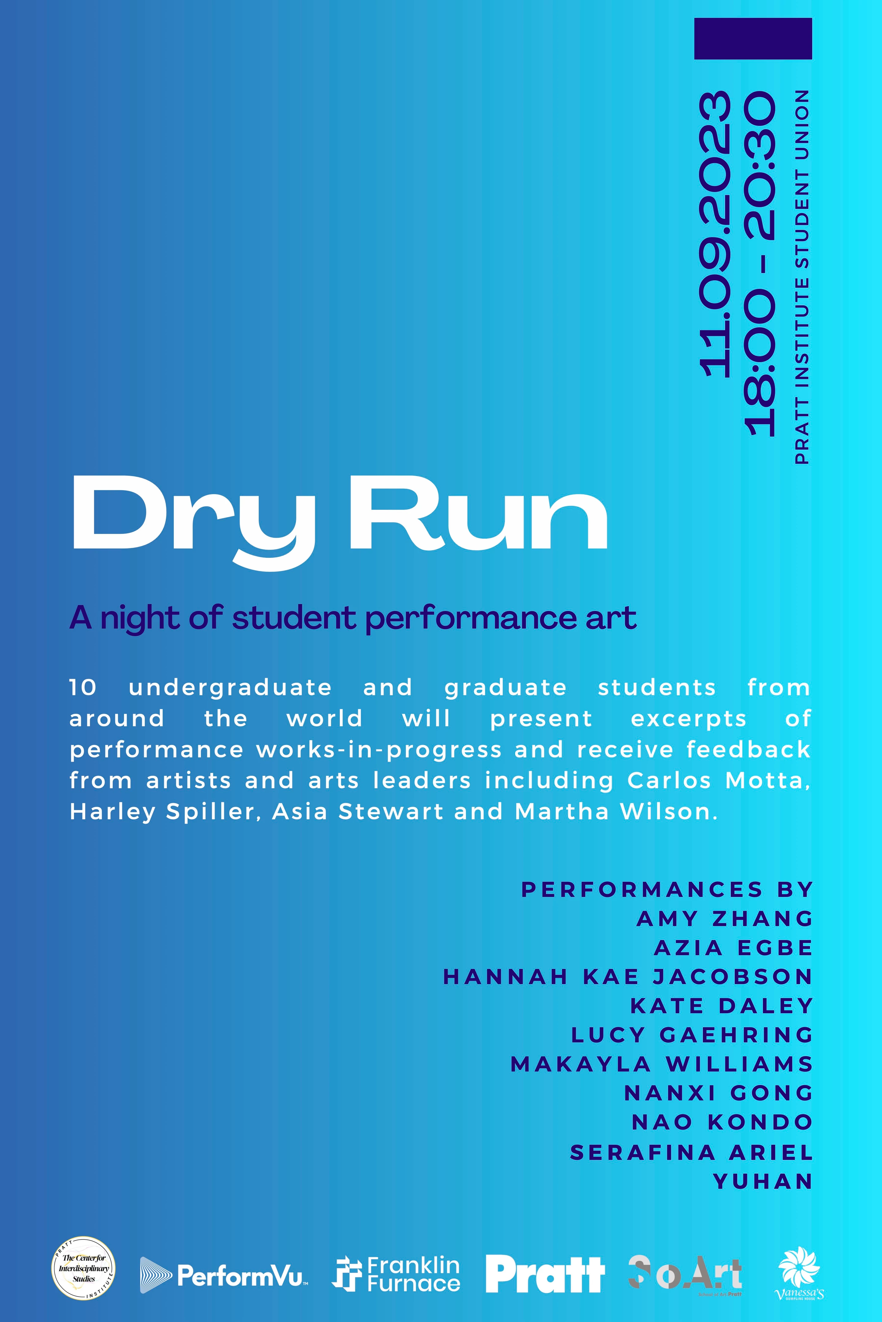 This Thursday evening at Pratt Institute: “Dry Run: A Night of Student ...